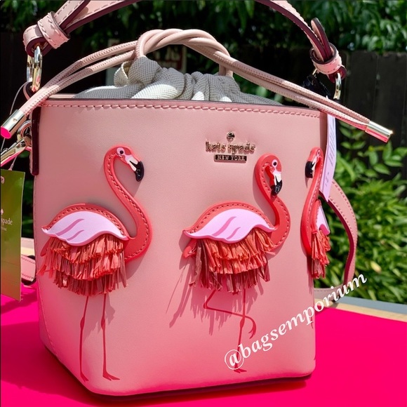 kate spade | Bags | Kate Spade Flamingo Pippa Bucket Leather Crossbody ...